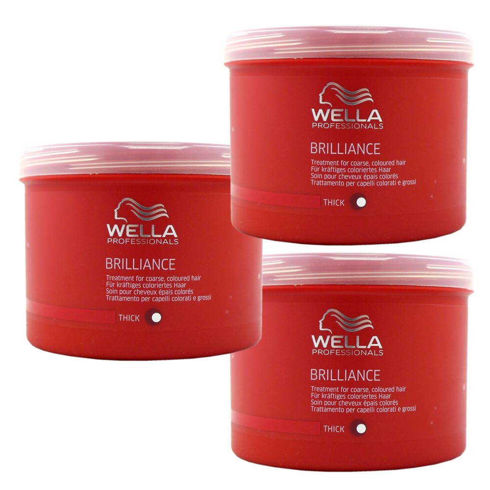 3 x 500 ml Wella Brilliance Maske für kräftiges Haar Set bei Riemax