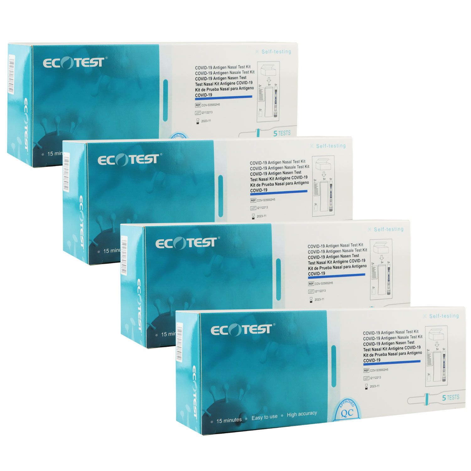 4 x Ecotest Pen Antigen Schnelltest Nasal CE1434 Laintest 5 Stück Box ...