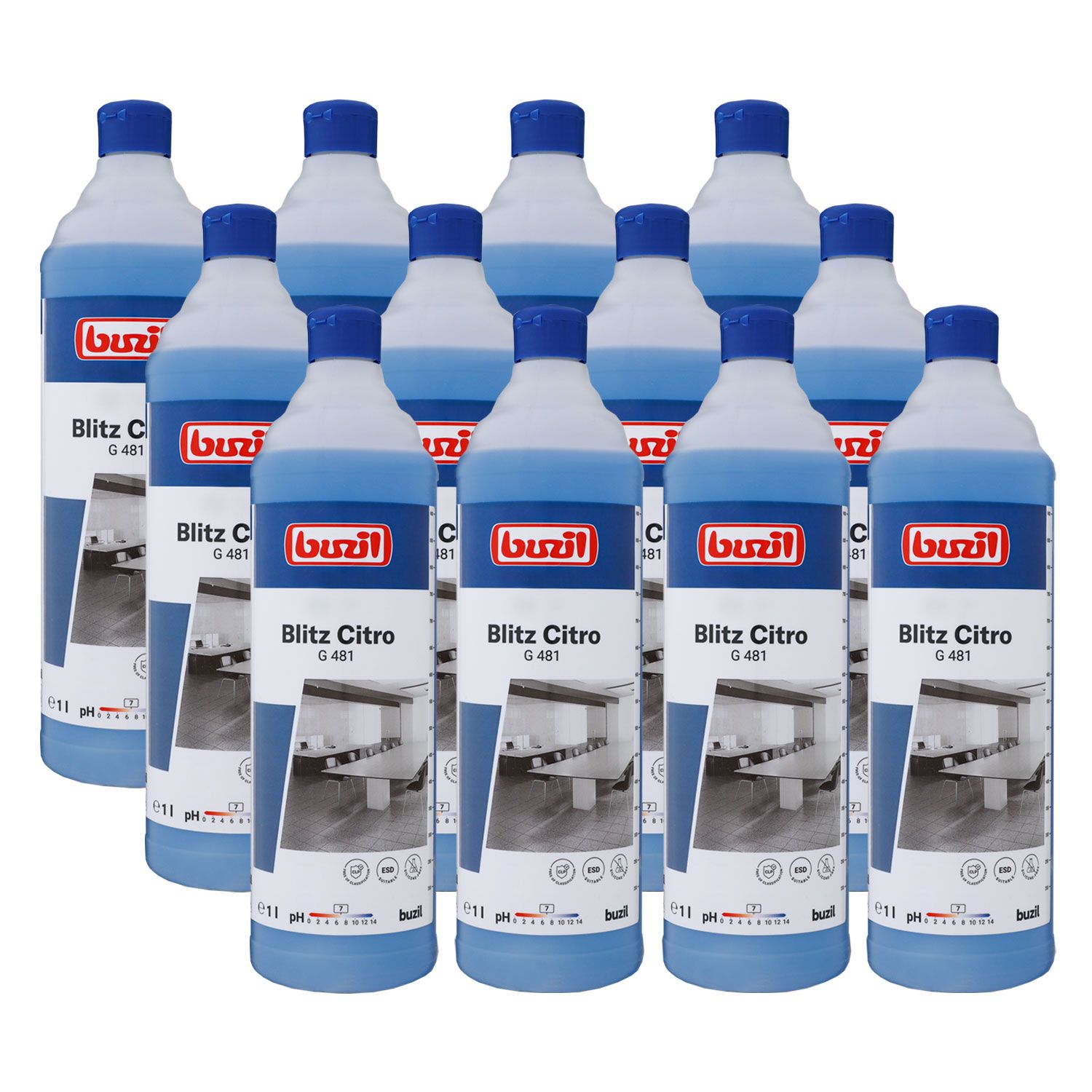 Buzil Blitz Citro G 481 12 x 1 Liter Alkoholreiniger mit Citrusduft Set ...