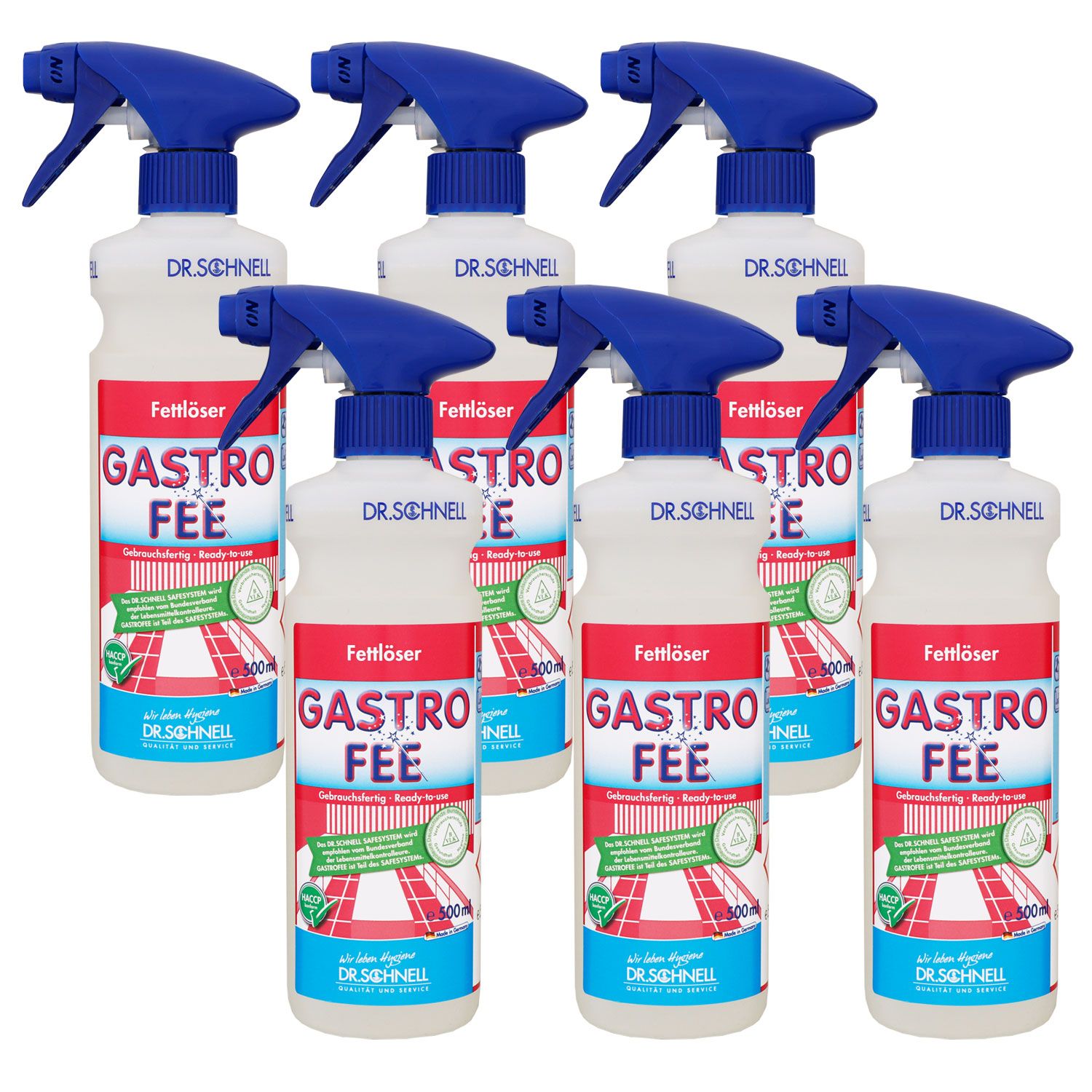 Dr. Schnell Gastrofee 6x500 ml Gebrauchsfertiger Fettlöser für den ...