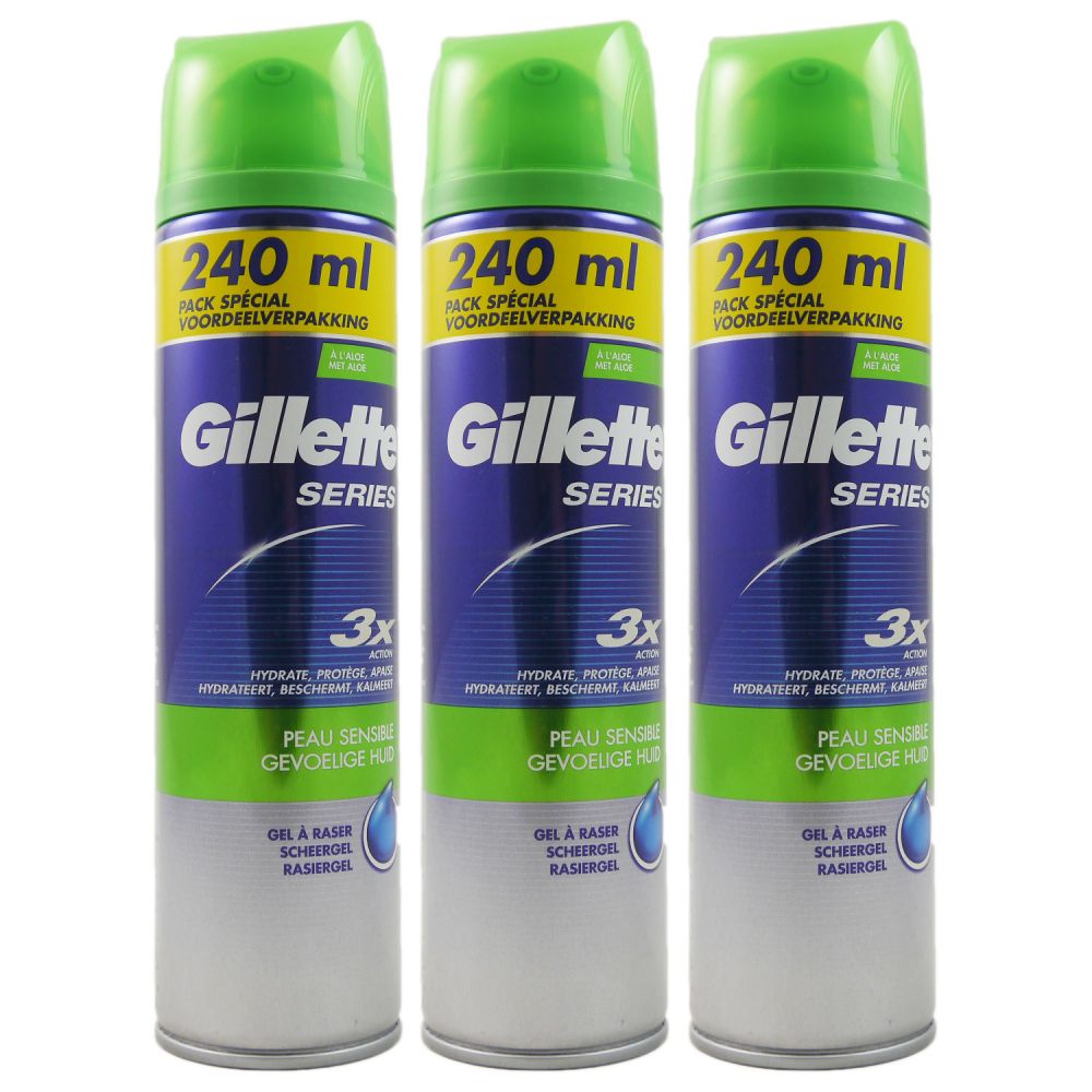 Gillette Series Sensitive Rasiergel 3 x 240 ml für empfindliche Haut ...