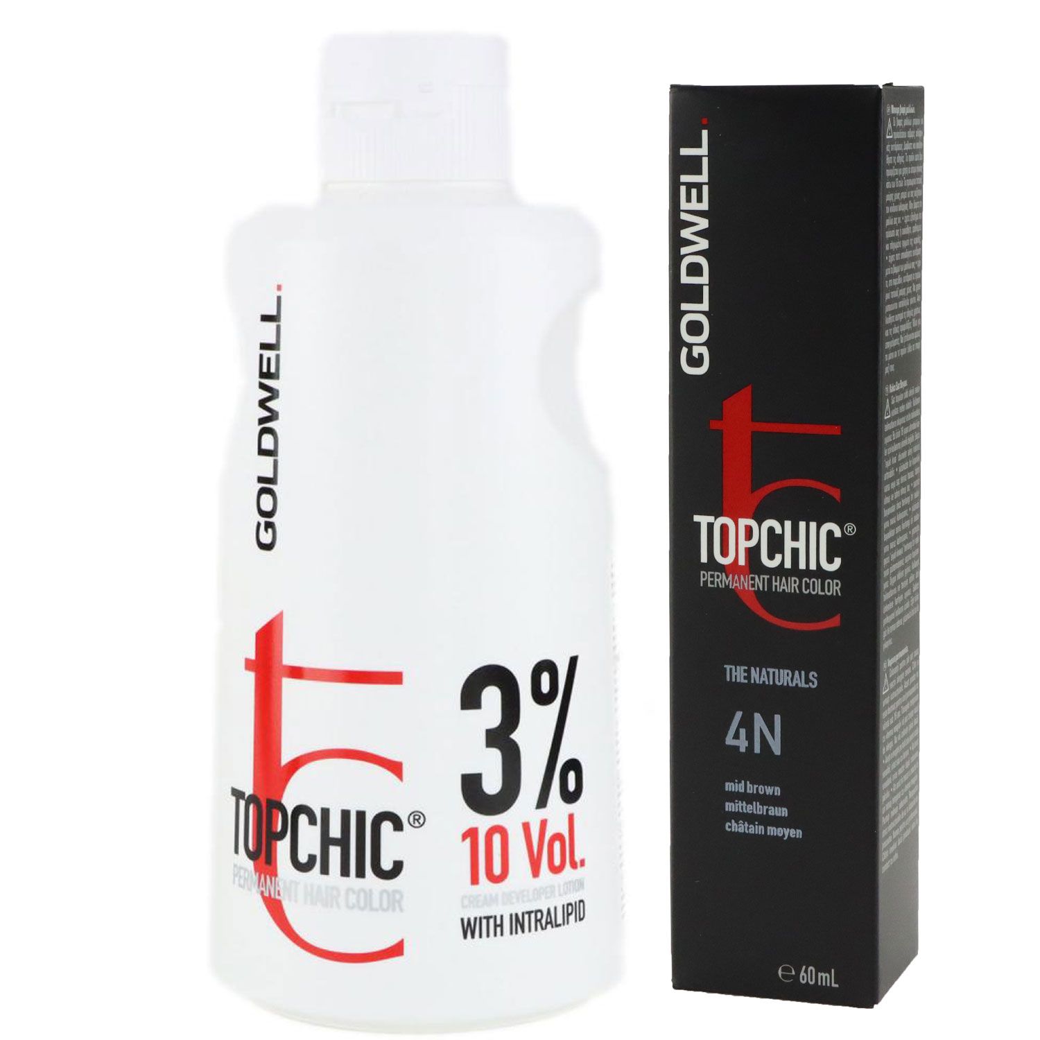 Goldwell Topchic 1 L 3% Entwickler & 60 ml Haarfarbe 4N bei Riemax