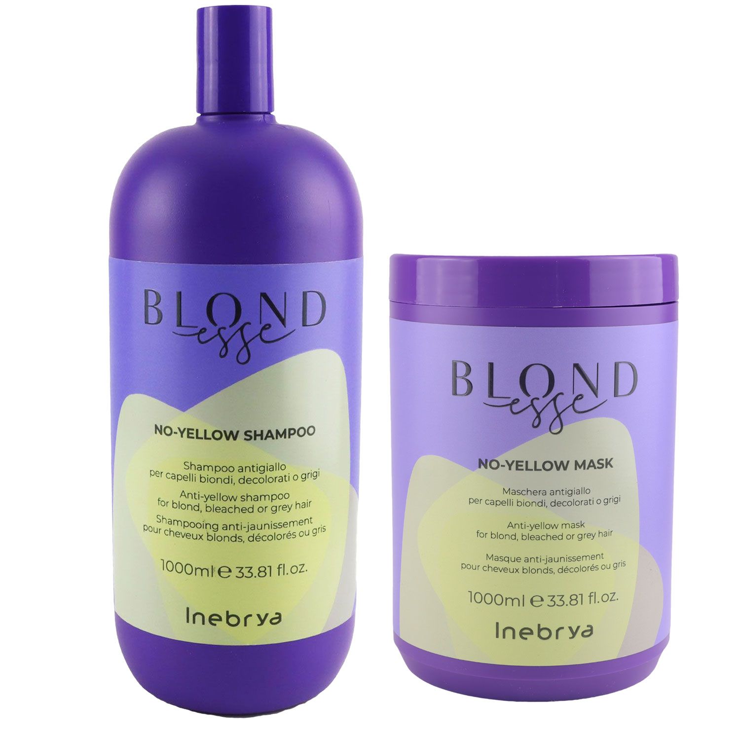 Inebrya No Yellow Shampoo 1 L & 1 L Mask Set bei Riemax