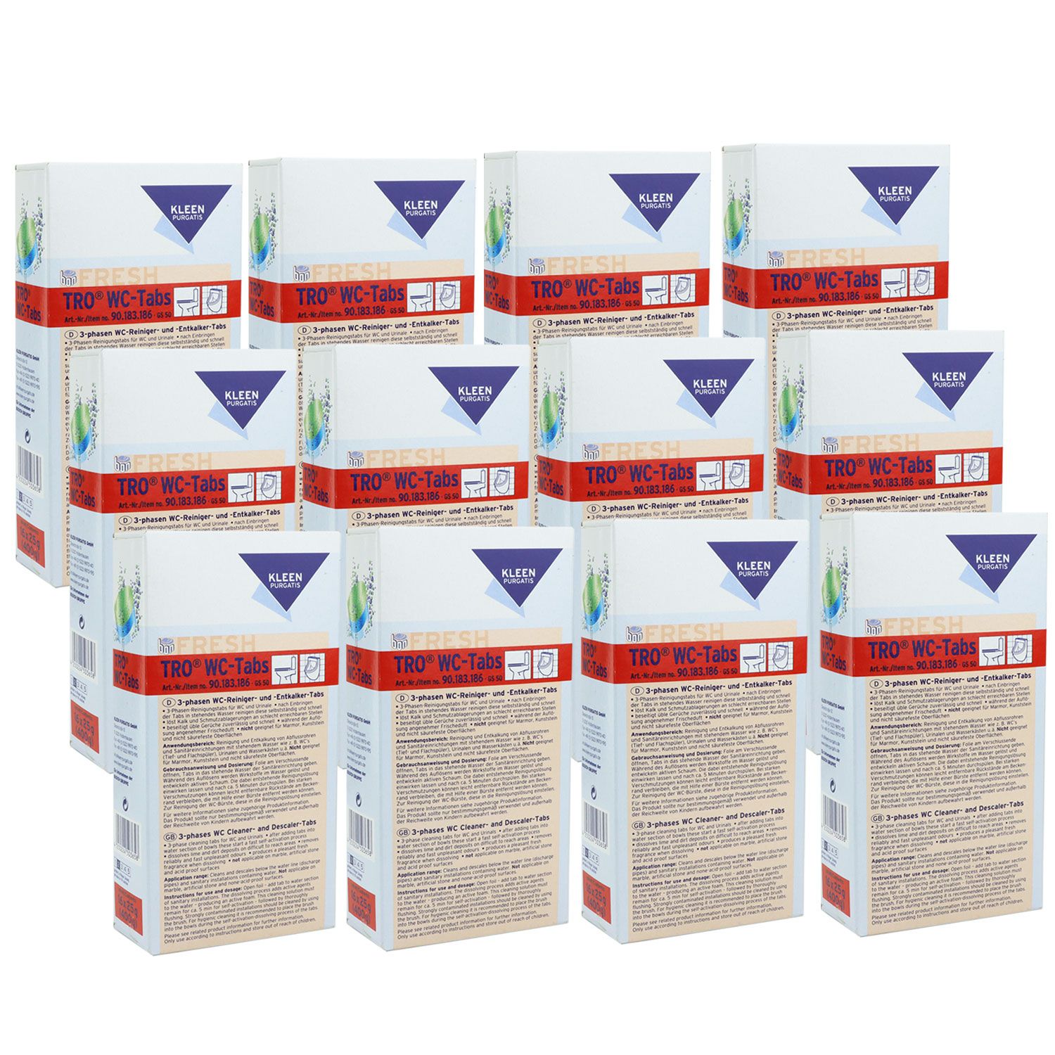 Kleen Purgatis TRO WC-Tabs 12 x 16 Reiniger und Entkalker Tabs pro ...