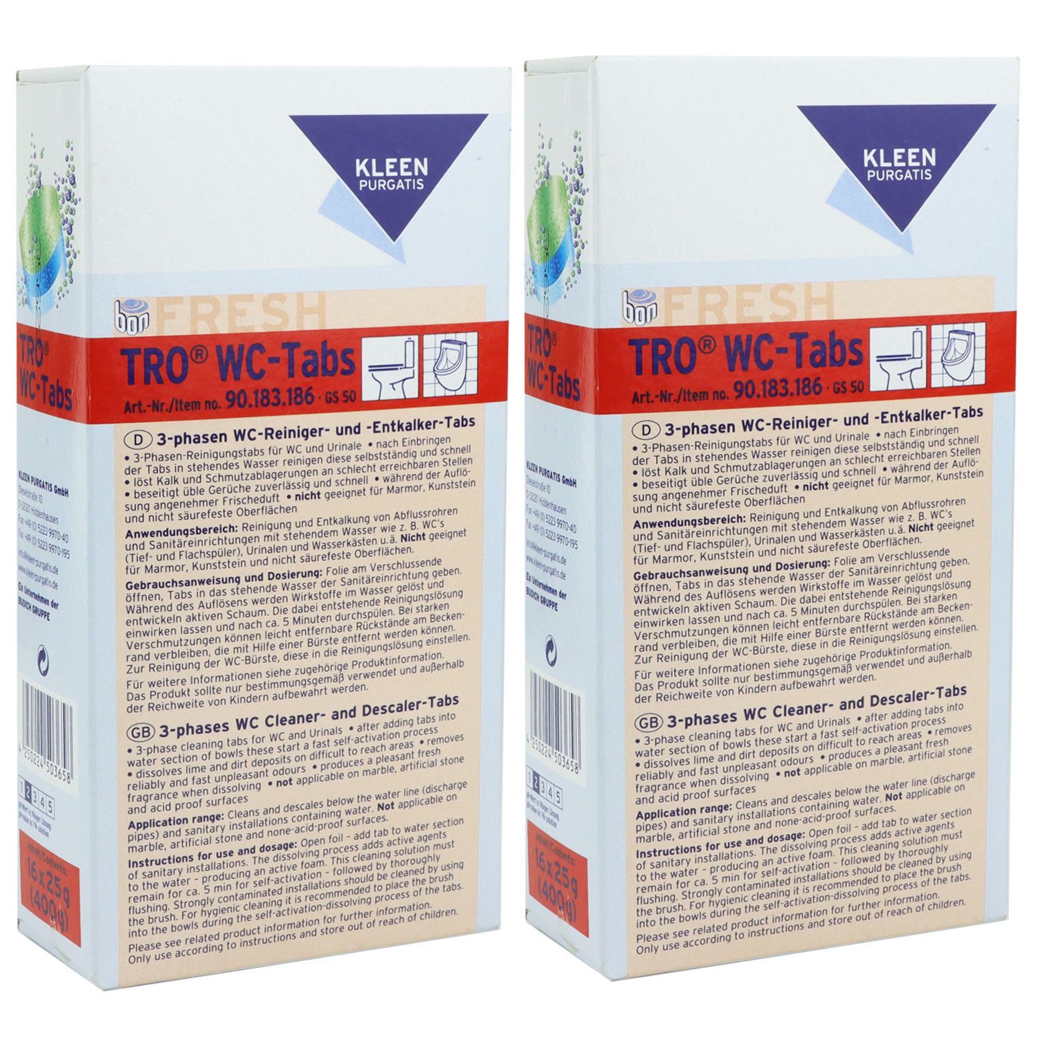 Kleen Purgatis TRO WC-Tabs 2 x 16 Reiniger und Entkalker Tabs pro ...
