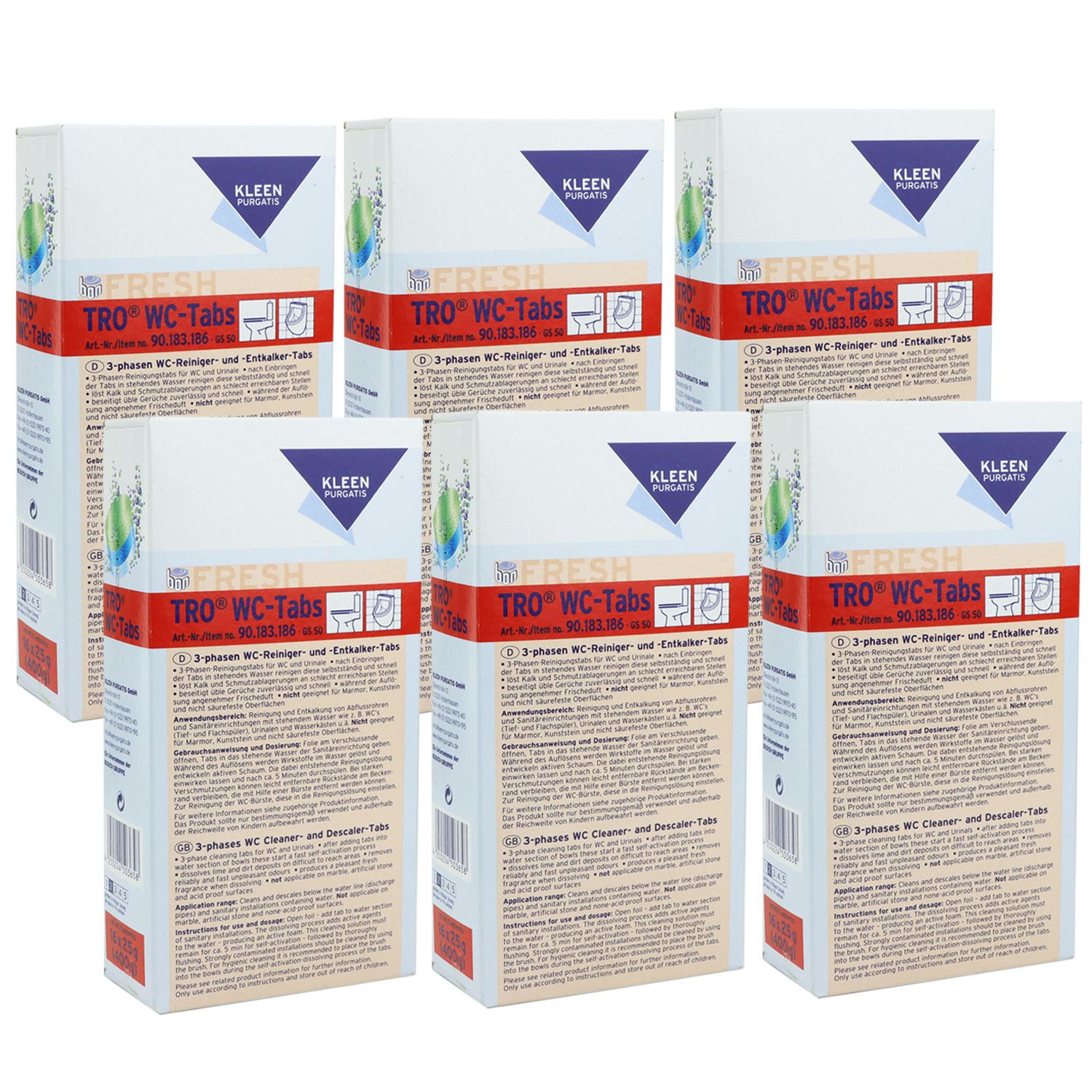 Kleen Purgatis TRO WC-Tabs 6 x 16 Reiniger und Entkalker Tabs pro ...