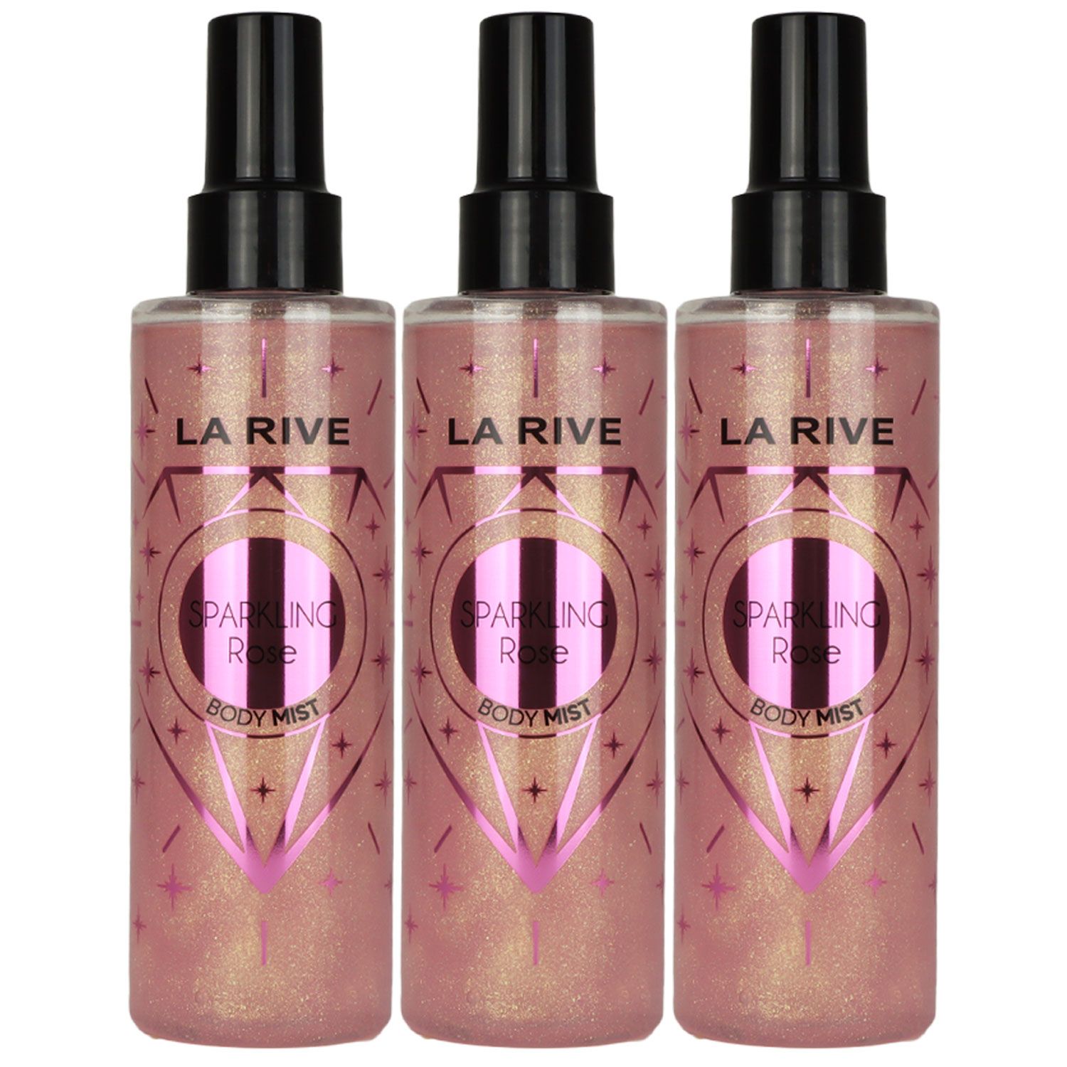 La Rive Shimmer Mist Sparkling Rose 3 x 200ml Body Mist