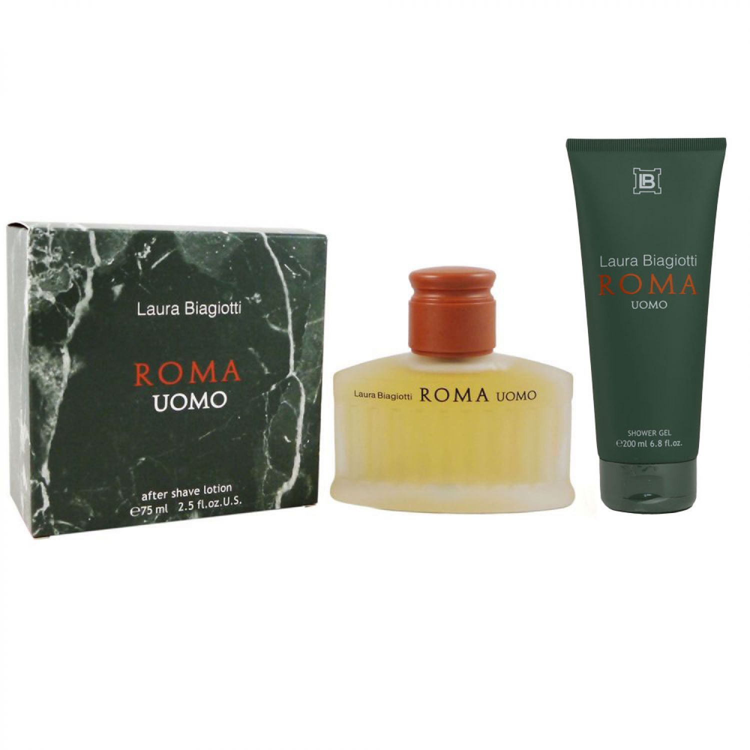 Laura Biagiotti Roma Uomo 75 ml Aftershave Lotion & 200 ml Duschgel SG ...