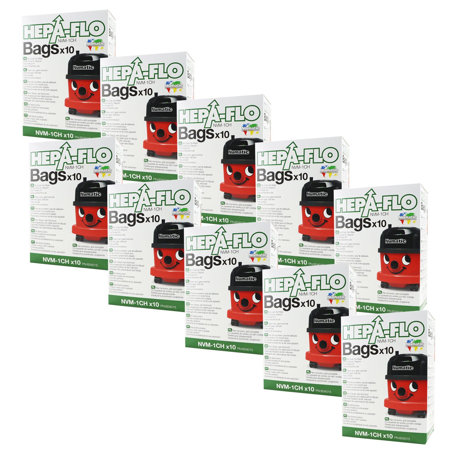 Numatic NVM-1CH Hepa Flo Staubsaugerbeutel 10 x 10 Stück Filterbeutel ...
