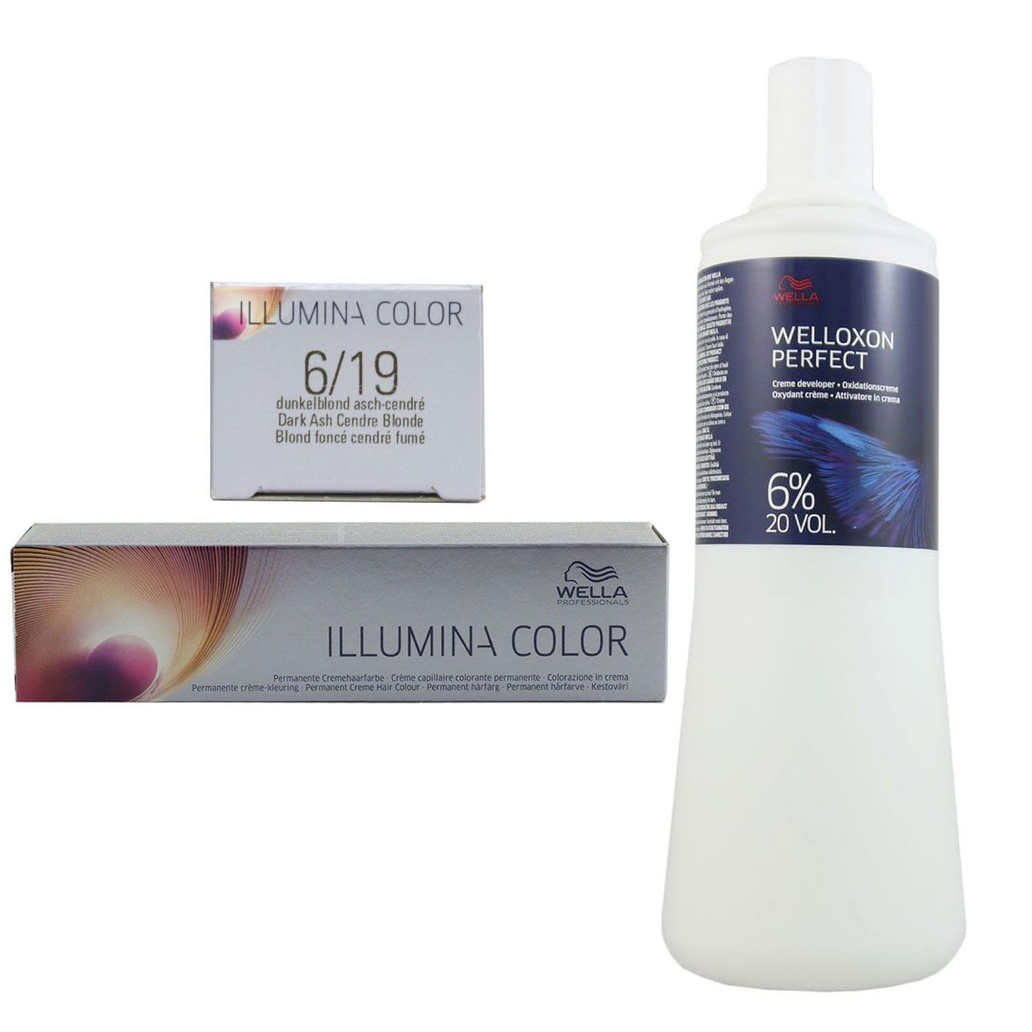 Wella Illumina Color 60 ml 6/19 & 1000 ml Welloxon 6% bei Riemax