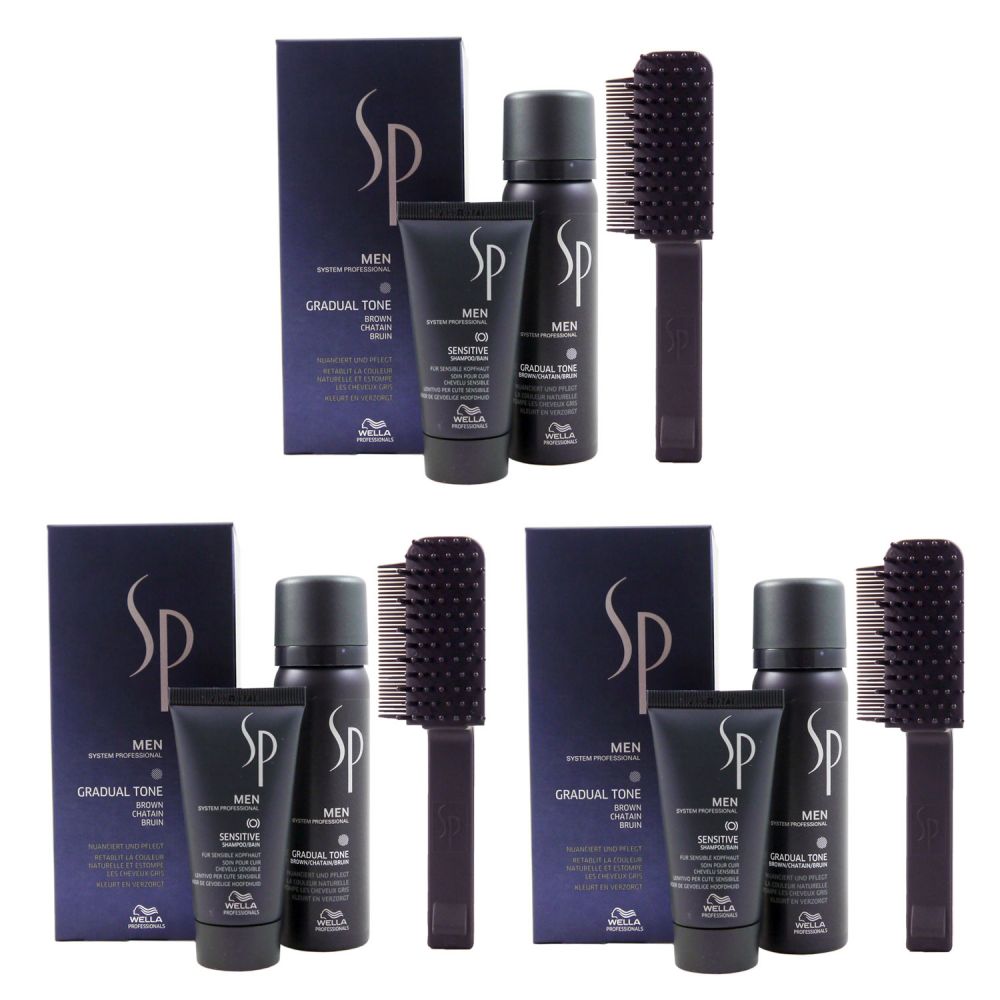 Wella SP Men Gradual Tone braun 3x Pigment Mousse & Sensitive Shampoo