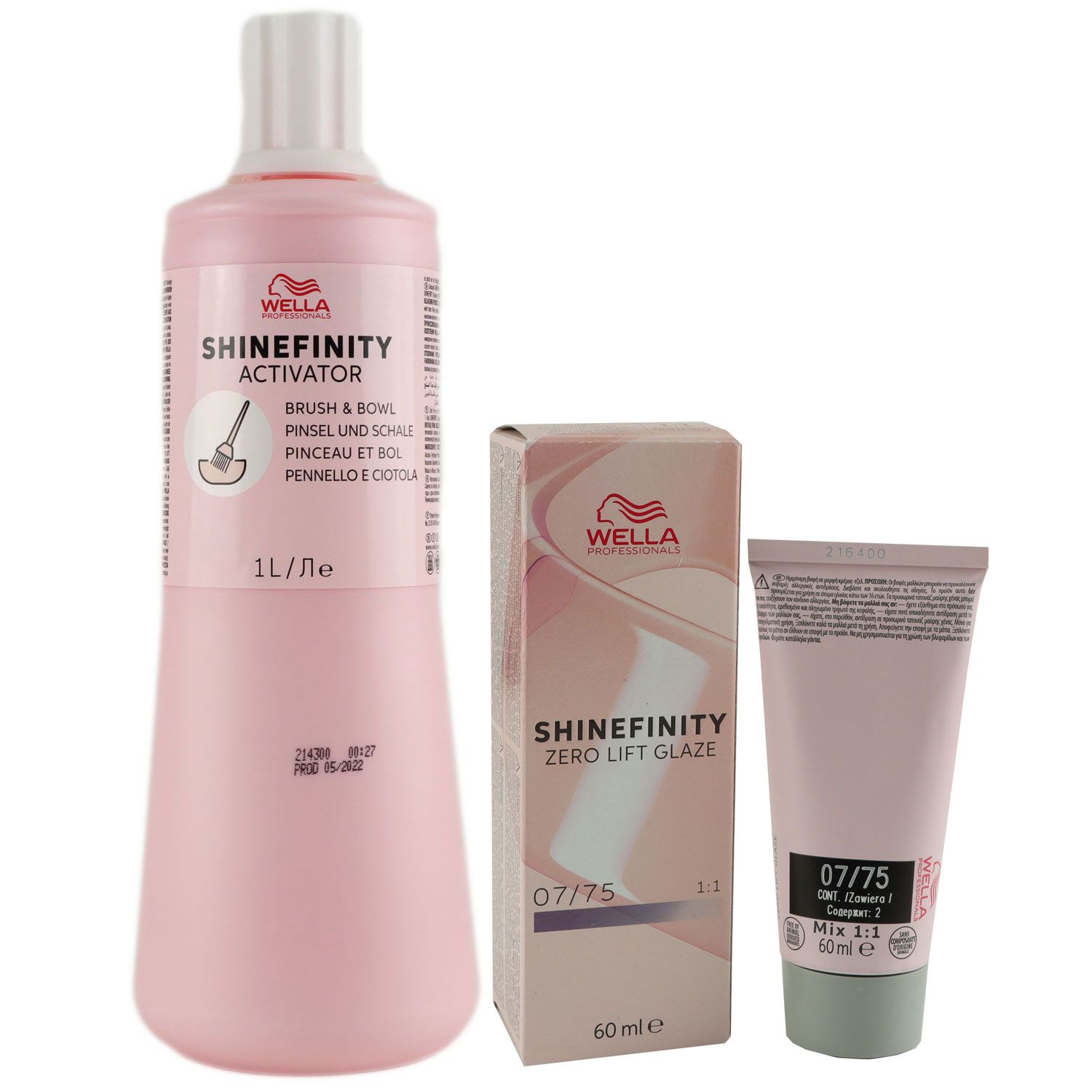 Wella Shinefinity Glaze Cool 60 ml 07/75 & Brush Bowl 2% 1L bei Riemax