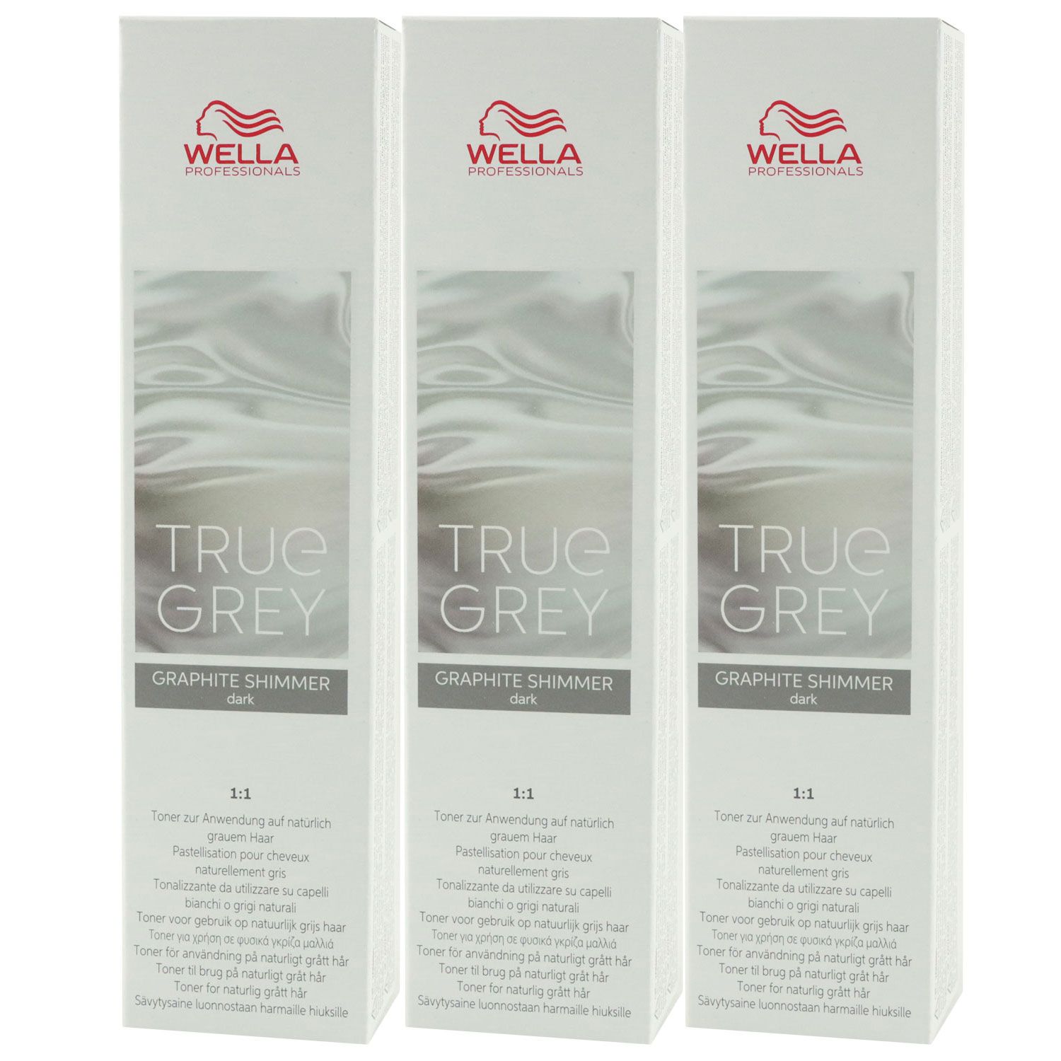 Wella True Grey 3 x 60 ml Tönung Graphite Shimmer Dark Set bei Riemax